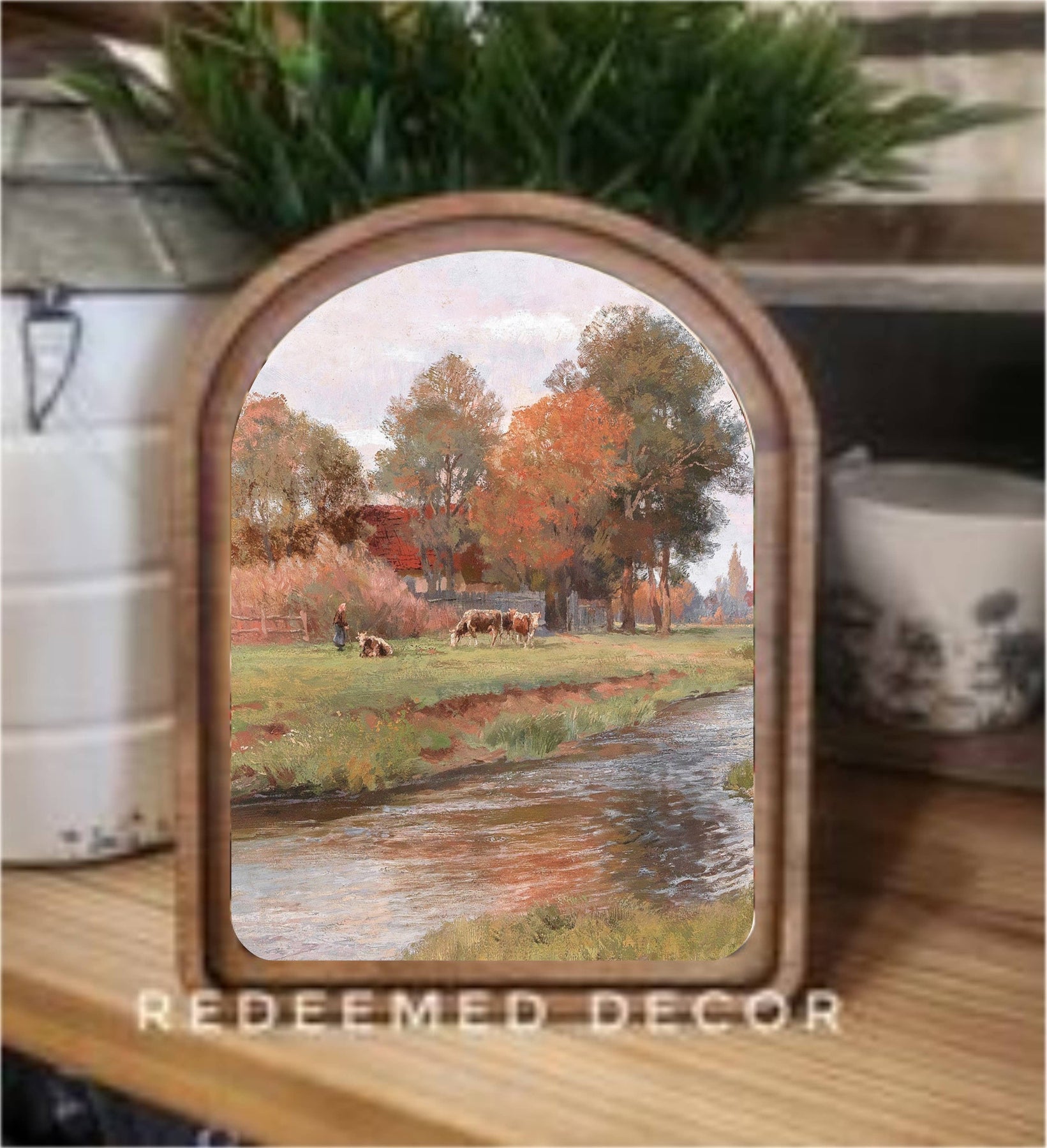 Arch Top Riverside Farm Framed Art – Summer’s Market Floral & Home Decor