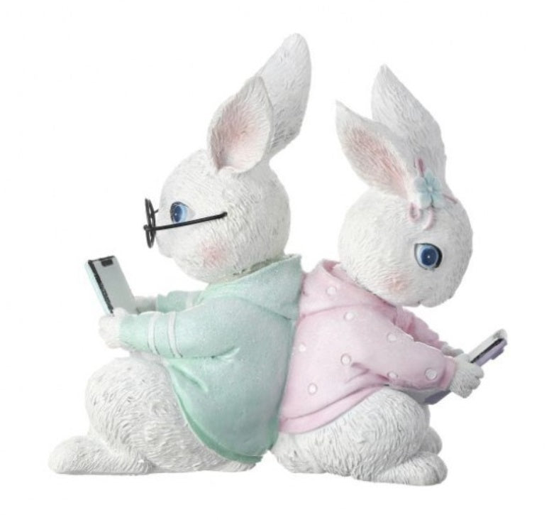 Texting Bunny Rabbit Couple – Summer’s Market Floral & Home Decor