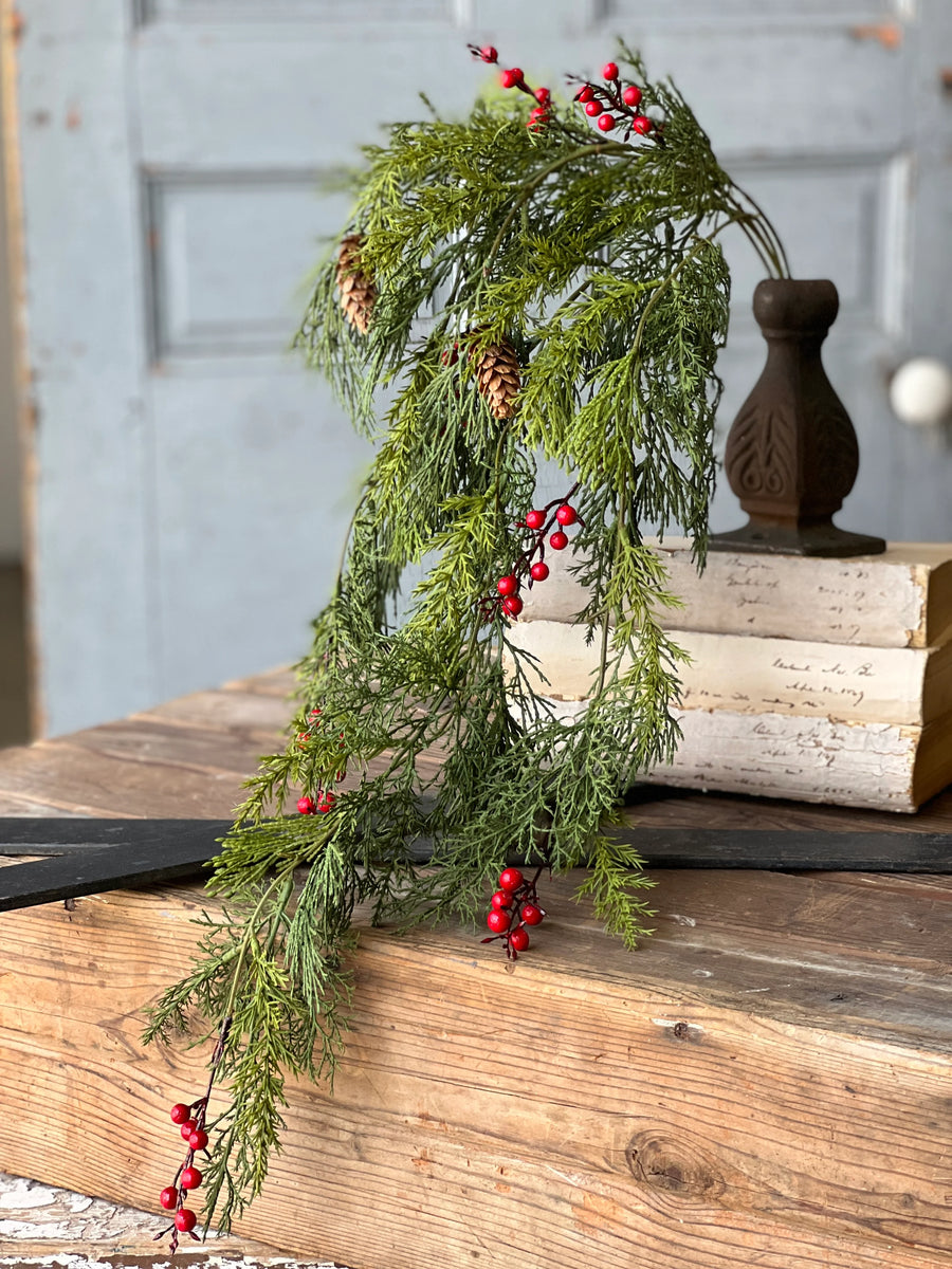 Alpine & Berries Hanging Bush, 34" – Summer’s Market Floral & Home Decor