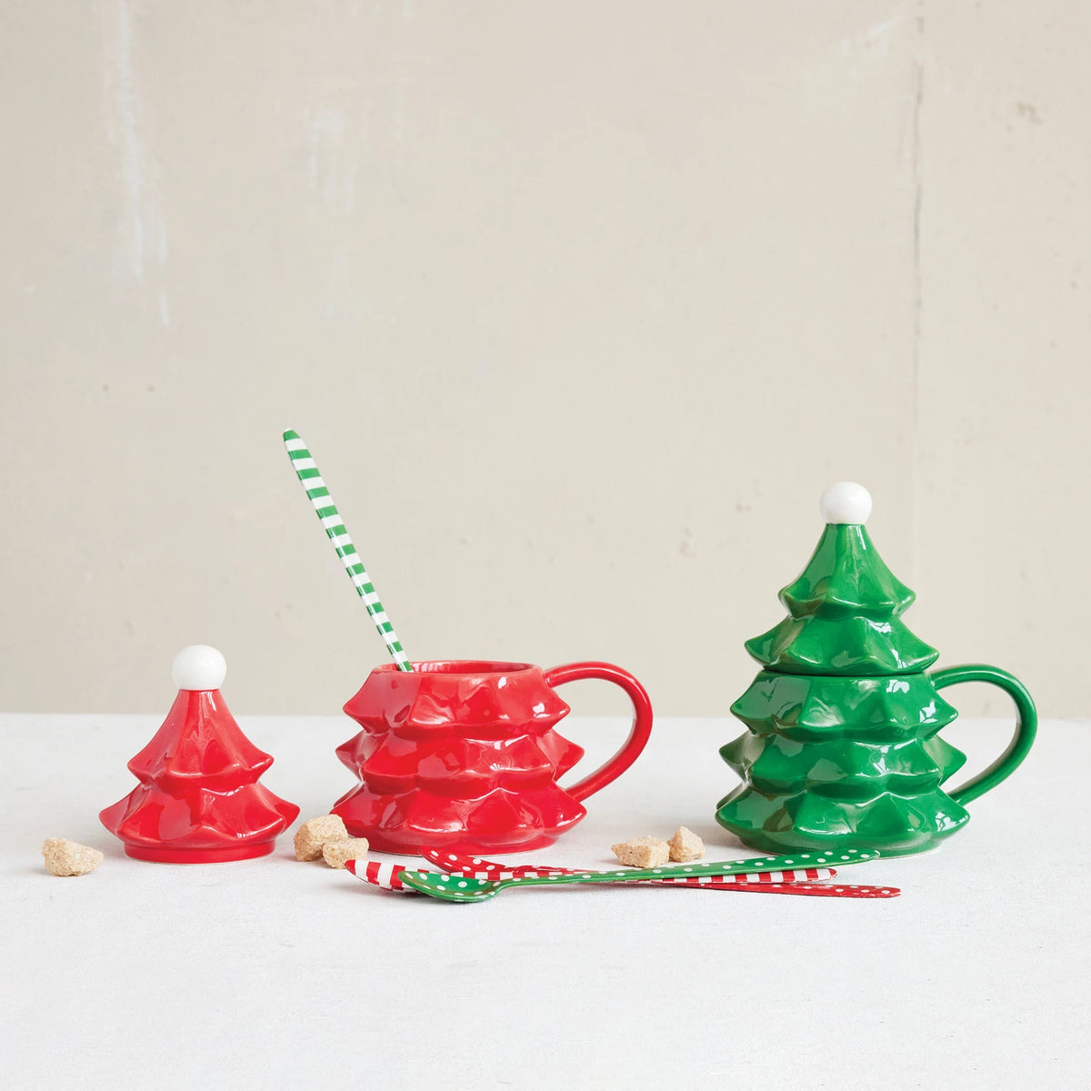 Ceramic Christmas Tree Shaped Mug With Lid, 2 Color Options – Summer’s ...
