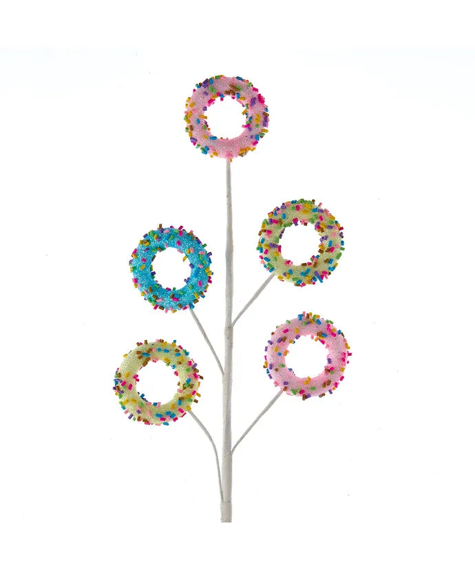 Pink, Blue and Yellow Donut Spray Stem, 16” by Kurt Adler – Summer’s ...
